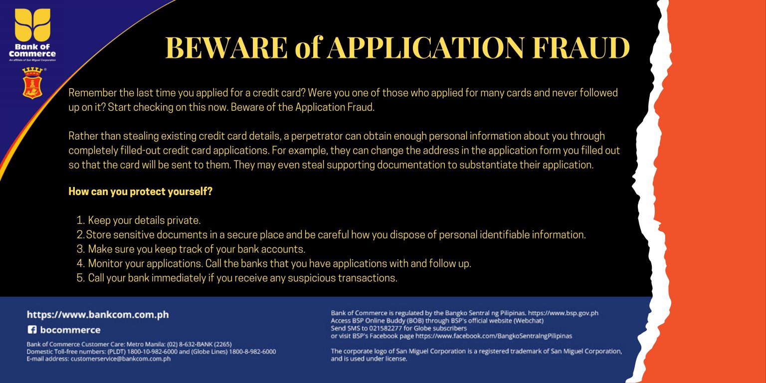 Beware of Application Fraud - Bank of Commerce