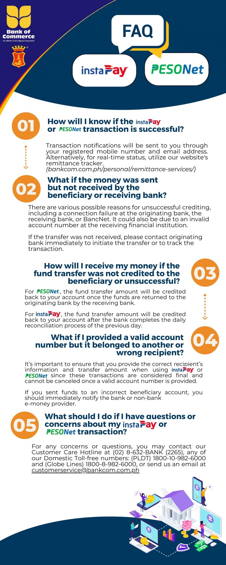 FAQs: instaPay and PESONet - Bank of Commerce