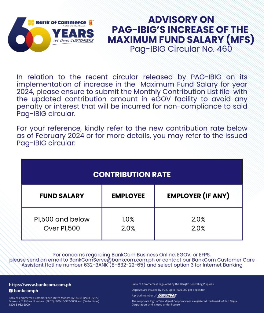IMPORTANT ADVISORY: PAG-IBIG’S INCREASE OF THE MAXIMUM FUND SALARY (MFS ...
